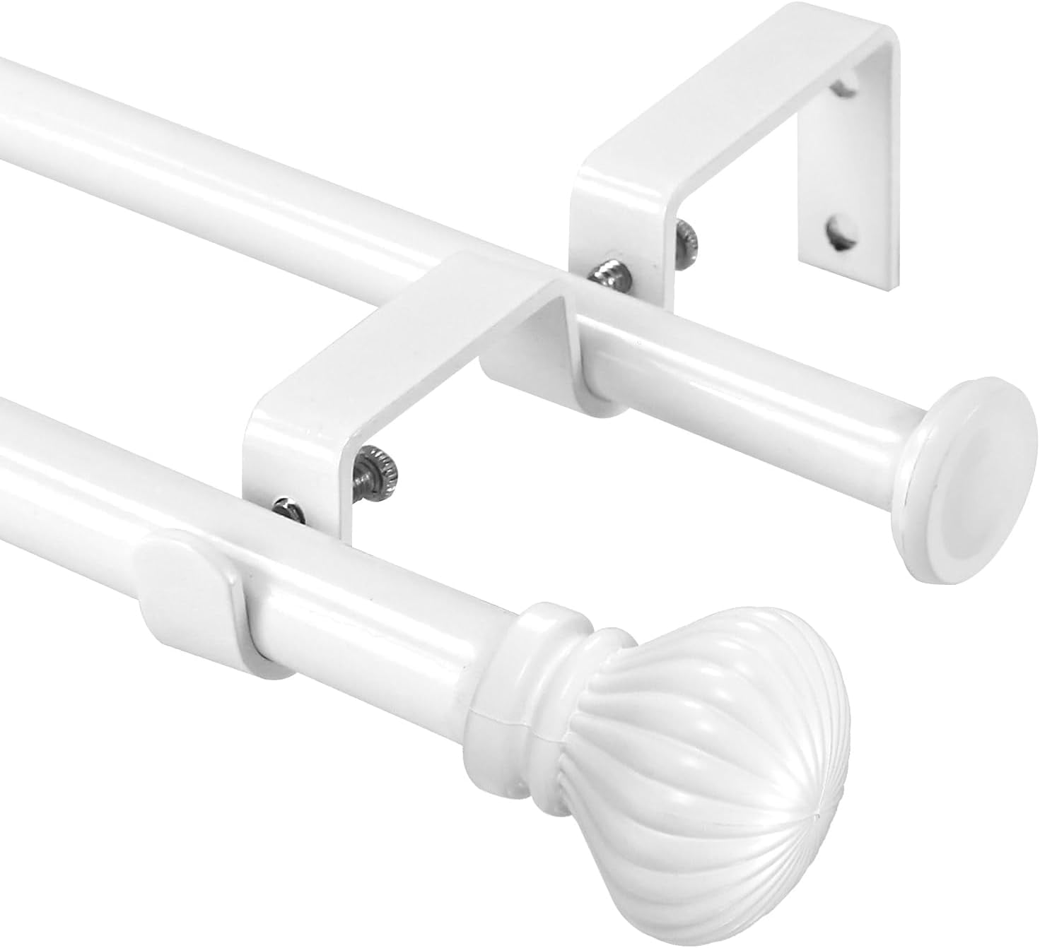 Urbanest Fluted Ball Adjustable Double Curtain Rod Set - Walmart.com