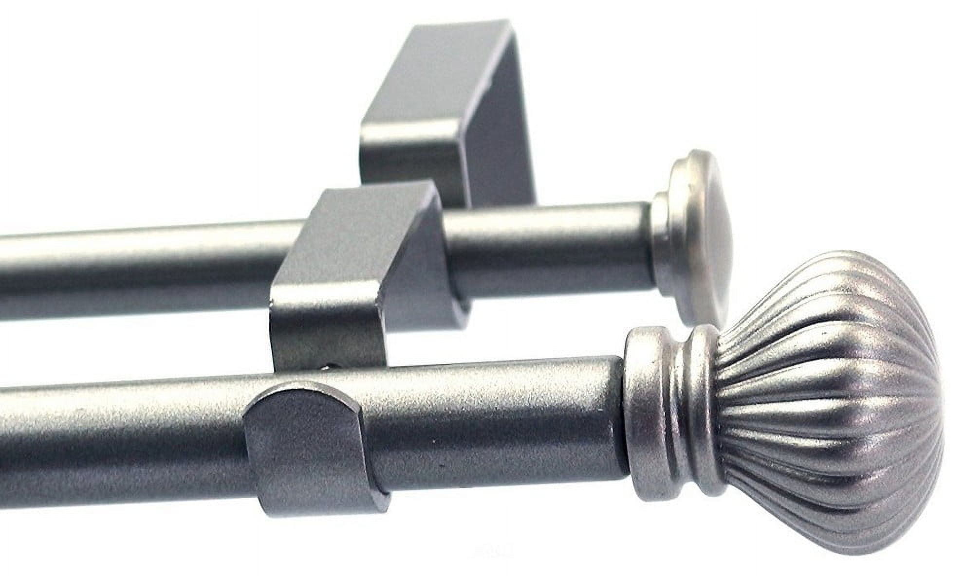 Urbanest Fluted Ball Double Curtain Rod Set, 5/8", 84"-120", Pewter ...