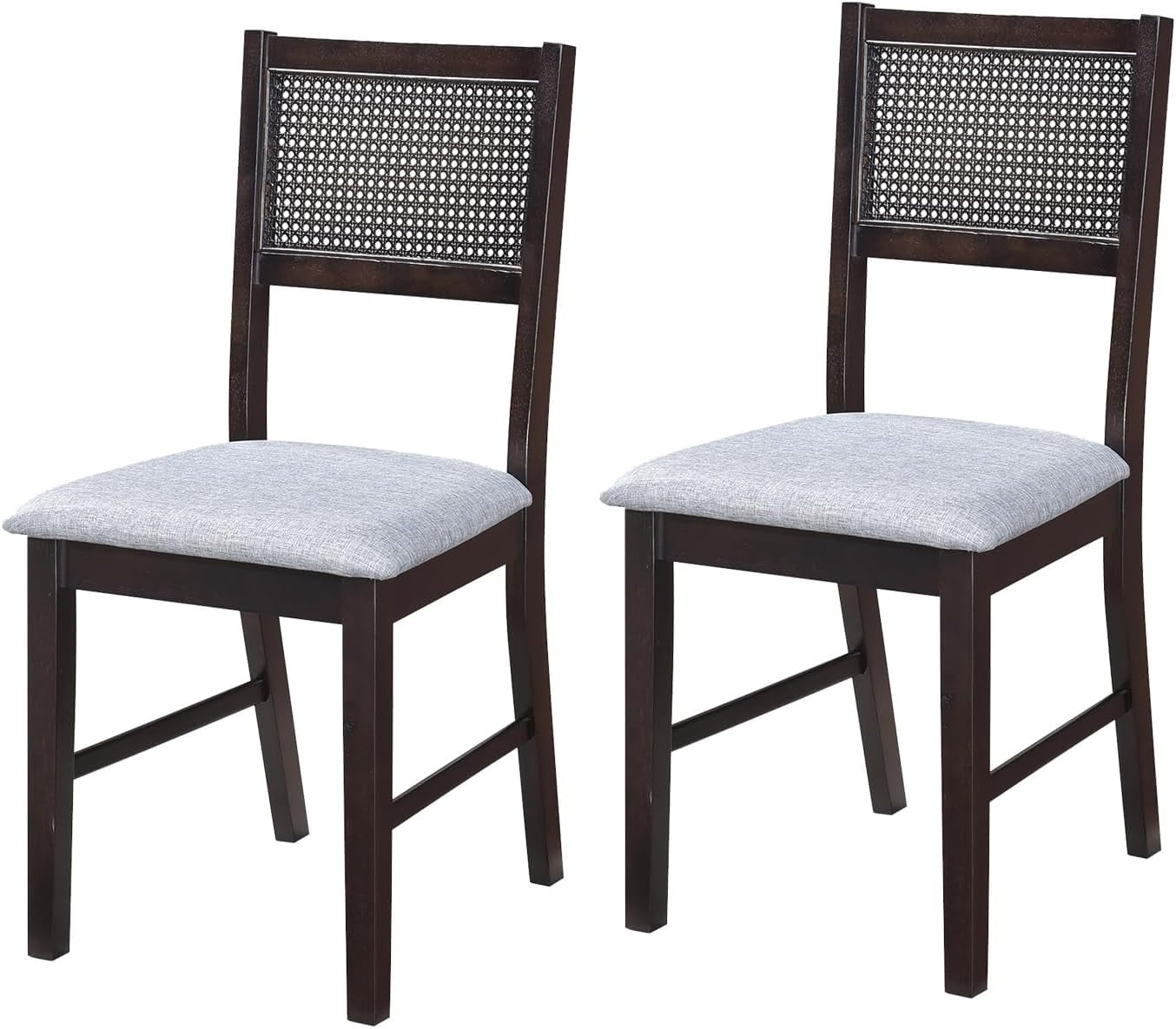 Urbanest Mid-Century Modern Dining Chairs with Rattan Back (Set of 2 ...