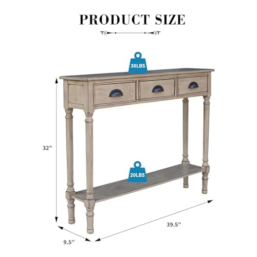 Urbanest Modern Burlington Console Table with 3 Drawers (Solid Wood ...