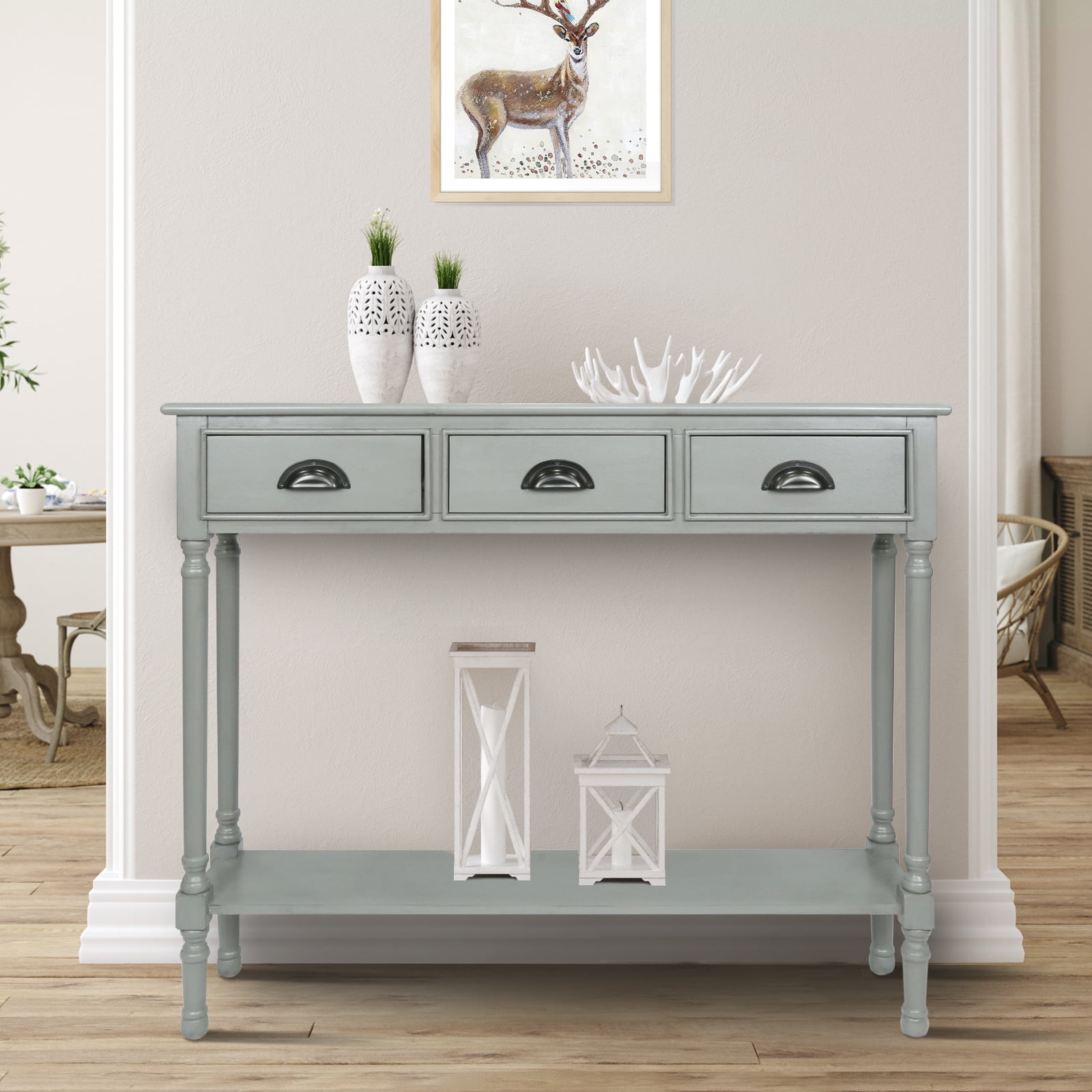 Urbanest Modern Burlington Console Table with 3 Drawers (Solid Wood ...