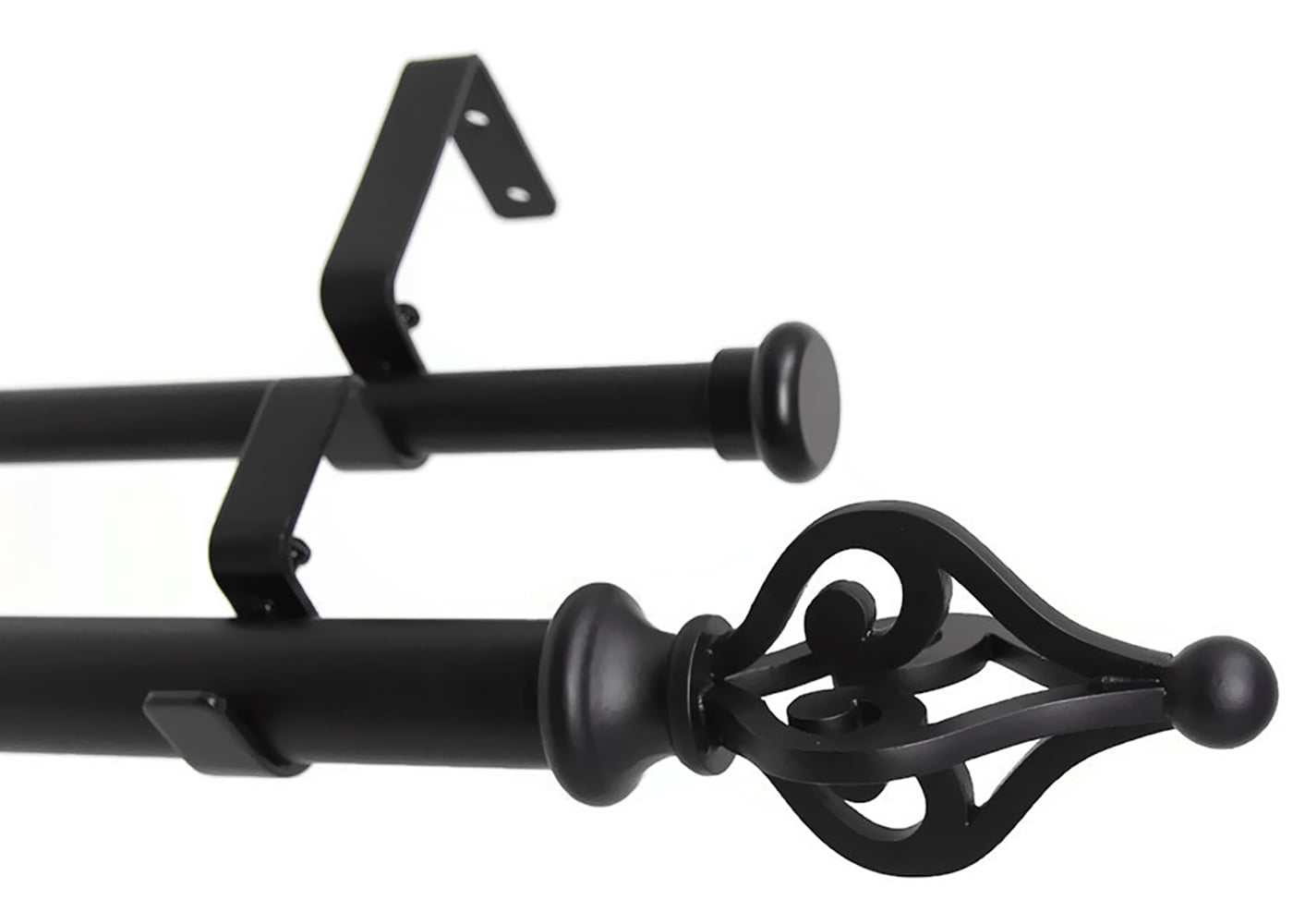 Urbanest Portia Flat Button 1" 5/8" Double Drapery Curtain Window Rod ...