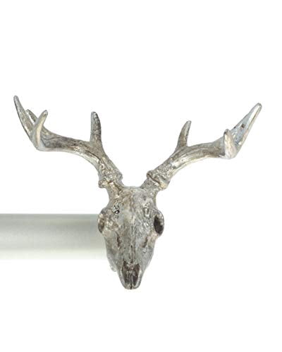 Urbanest Silver Deer Skull Drapery Curtain Rod, 1-inch Diameter, Silver ...