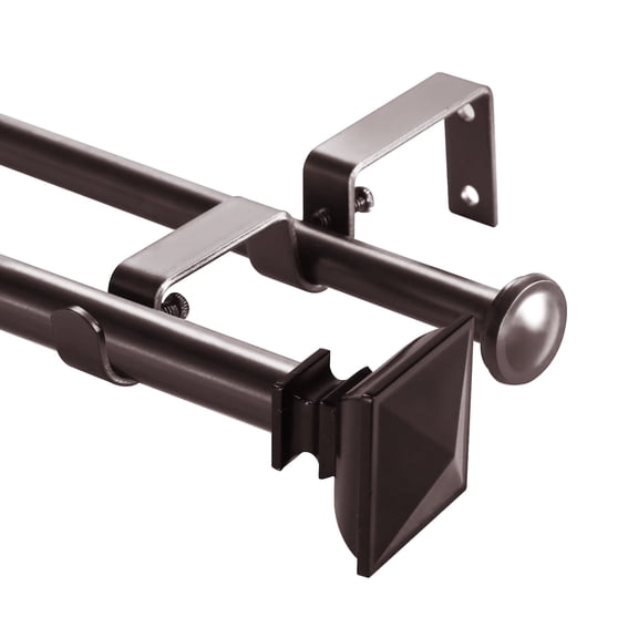 MaKefeile Adjustable Double Curtain Rod with Classic Finials 66-120 ...