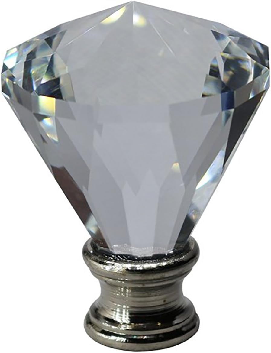 Urbanest Crystal Belle Lamp Finial – 2-3/16 Inch Tall, Brushed Steel ...