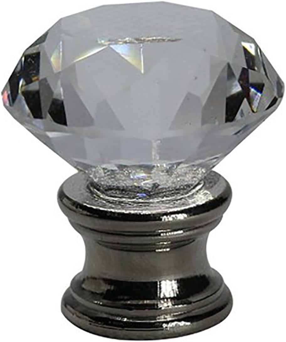 Urbanest Crystal Duchess Lamp Finial – 1-5/16 Inch Tall, Brushed Steel ...