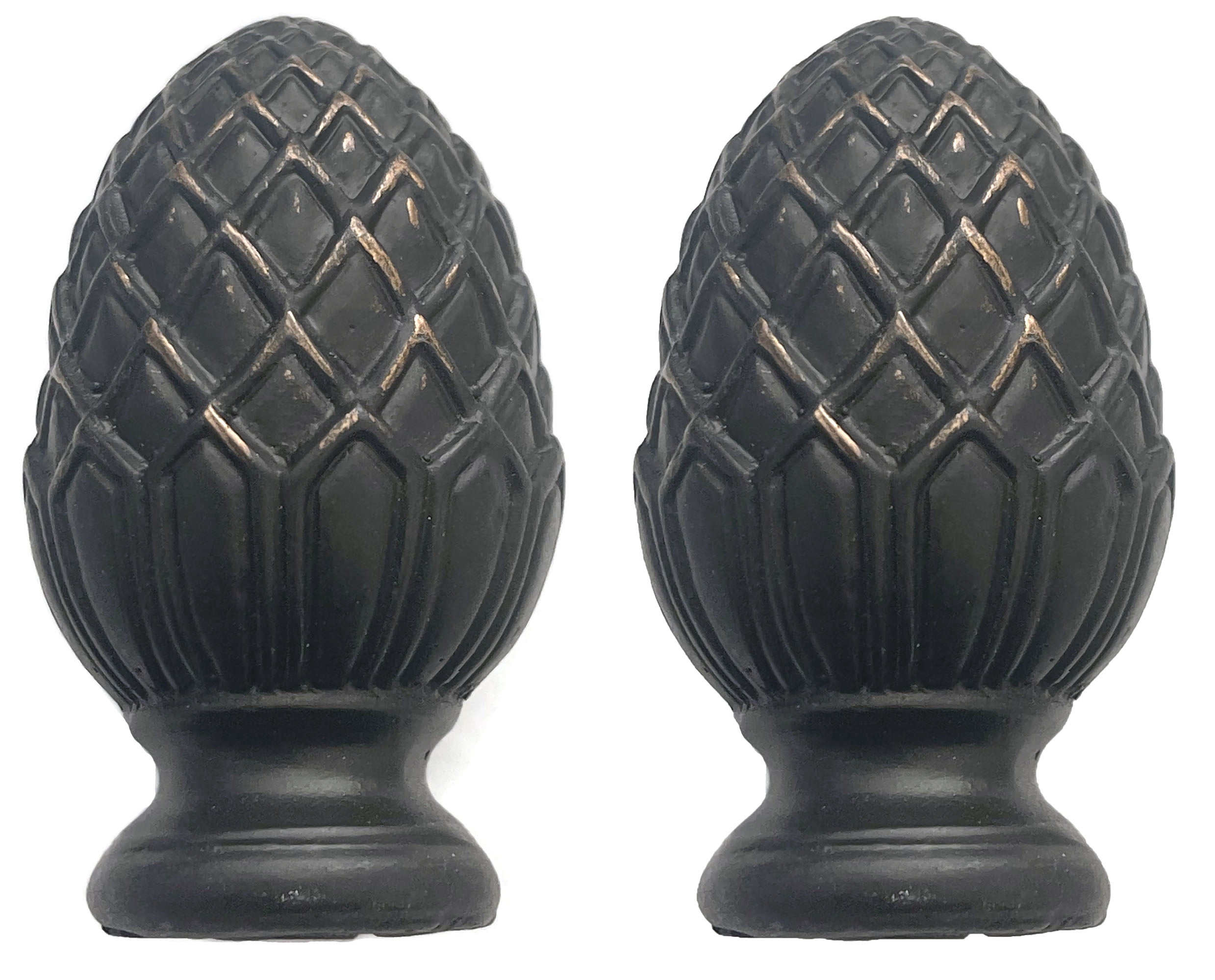 Urbanest Urbanest Set of 2 Pineapple Lamp Finials, 2", Distressed Black ...