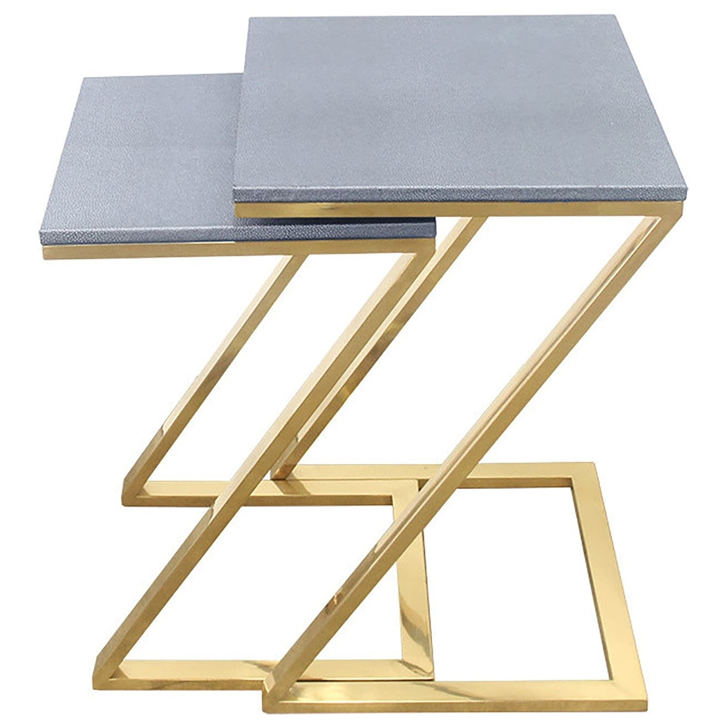 Urbanest Walter Z-Leg Nesting Tables, Faux Shagreen and Gold Metal, 2 ...