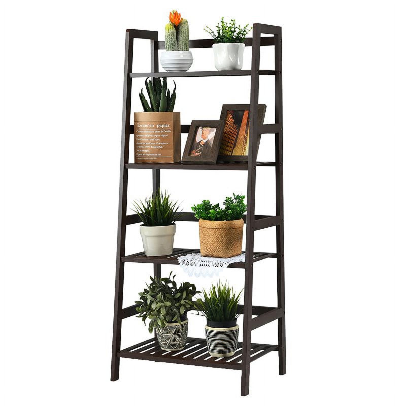 Urbanpro 4-Tier Bamboo Ladder Shelf Plant Display Stand Rack Bookshelf ...