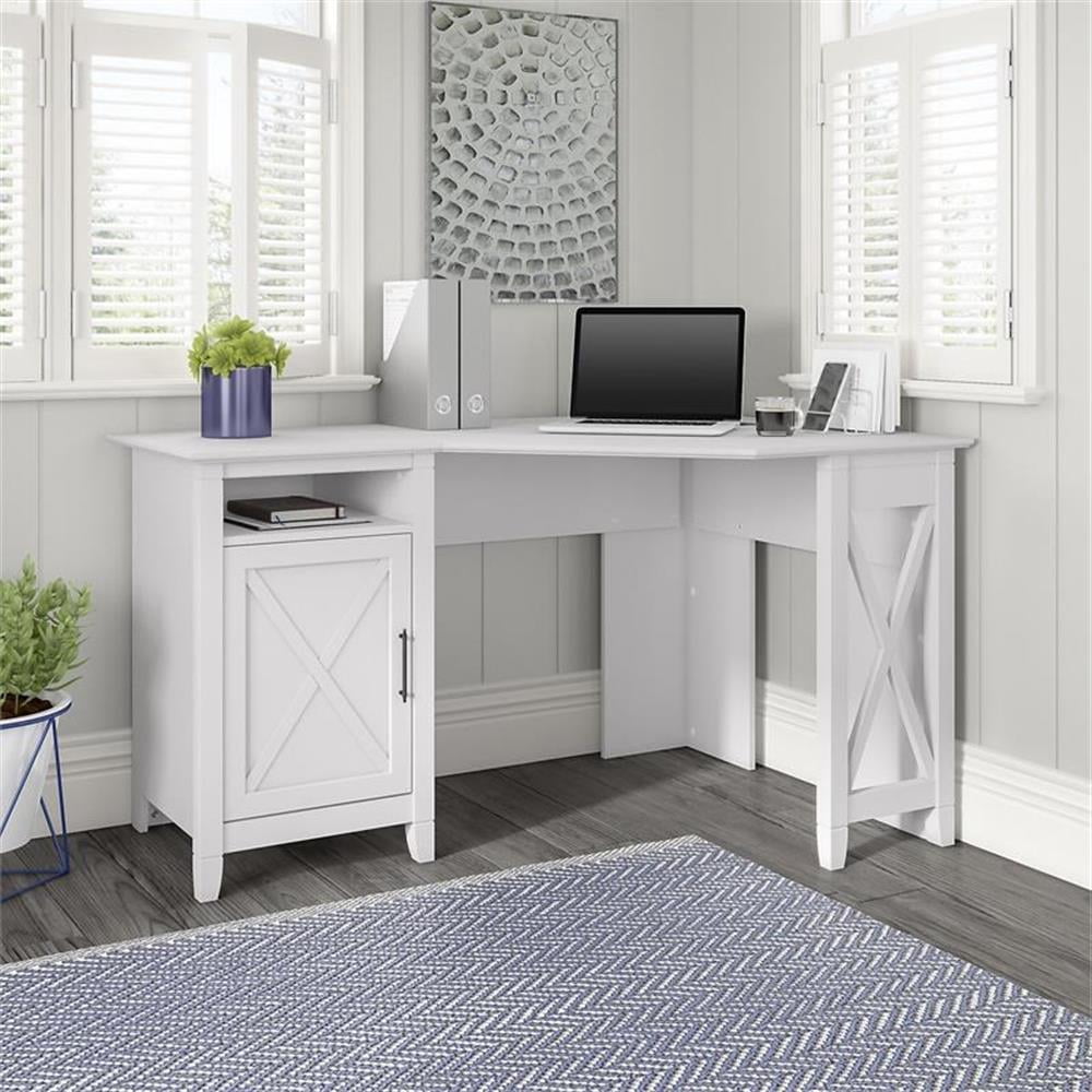 Urbanpro Corner Computer Desk with Storage in Pure White Oak ...