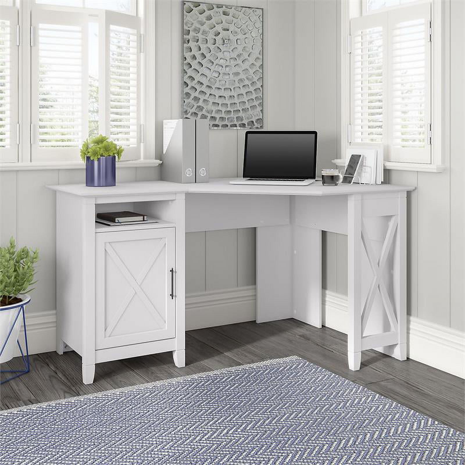 Urbanpro Corner Computer Desk with Storage in Pure White Oak ...