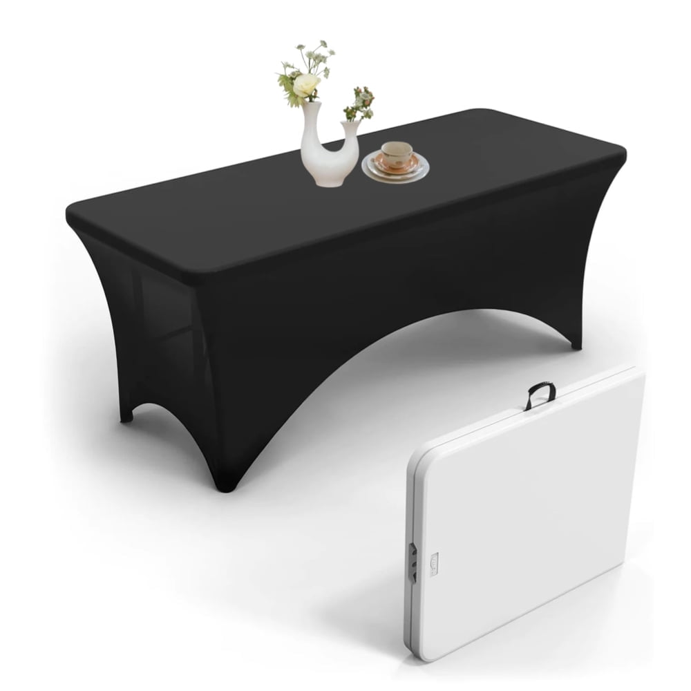 Urby Black Spandex Tablecloth, Stretchy Cover for 5ft Folding Table ...