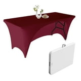 Urby 1pcs Burgundy Spandex Open Back Tablecloth Cover for 6ft Folding ...
