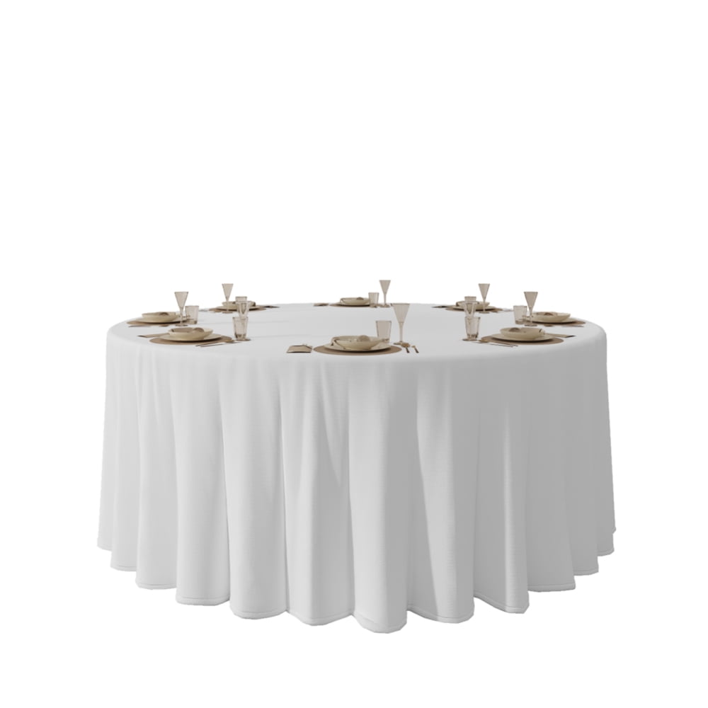 Urby 1pcs White Round Tablecloth Linen for Dining, Party and Events ...
