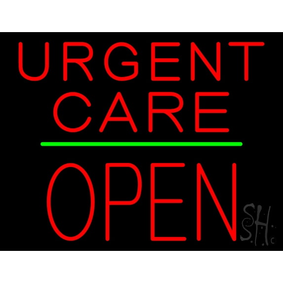 Urgent Care Block Open Green Line LED Neon Sign 15 x 19 - inches, Black ...