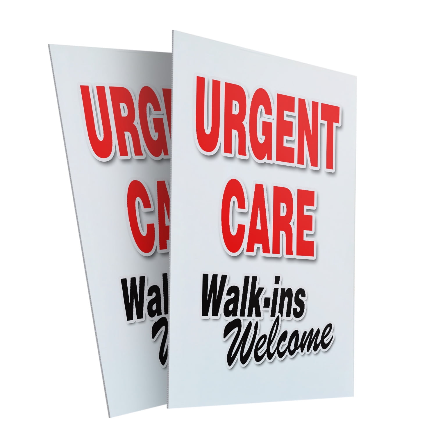 Urgent Care Walk-ins Welcome (2-PACK) 24" x 36" Plastic Signs | Sign ...