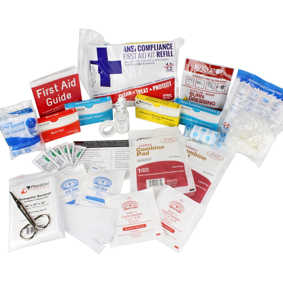 Urgent First Aid Kit Refill, 73 Pieces, OSHA & ANSI 2015 Class A, for ...