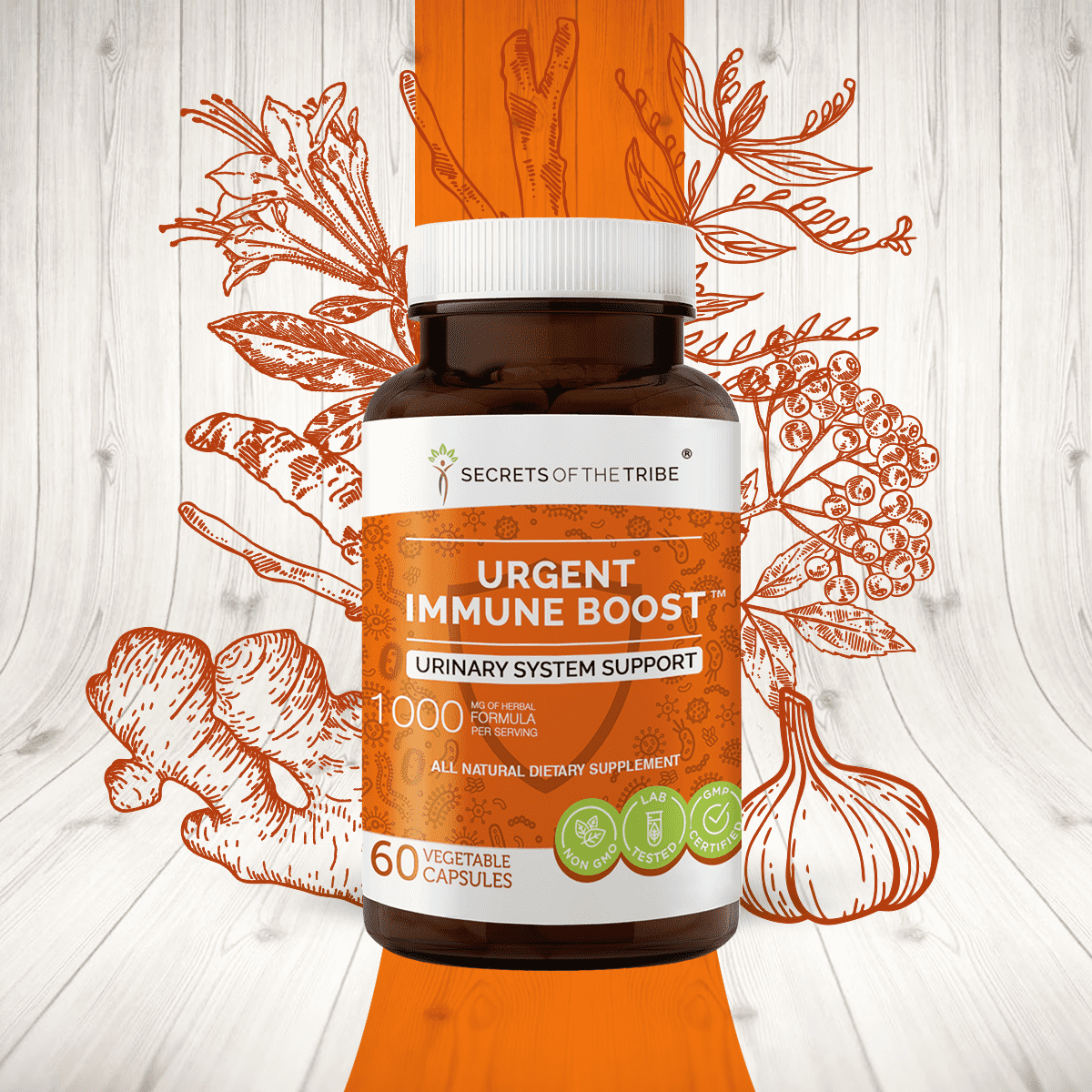 Urgent Immune Boost 60 Capsules, 500 mg, Echinacea, Elder, Honeysuckle ...