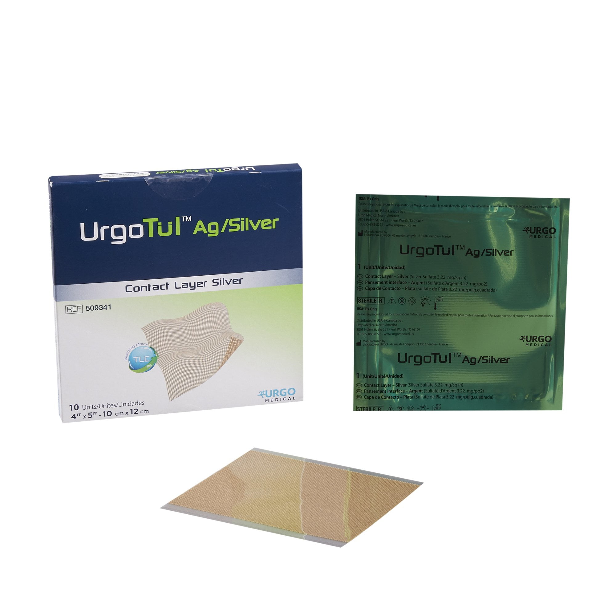 UrgoTul Silver Antimicrobial Wound Dressing, Lipidocolloid 4x5 Inch ...