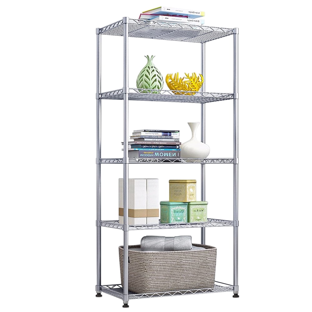 Urhomepro Heavy-Duty 5-Shelf Adjustable Chrome Steel Storage Rack ...