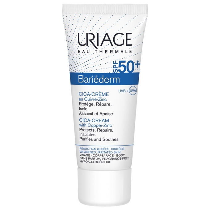 Uriage Bariéderm Cica-Cream SPF50+ 40ml - Repairing and Protective Cream for Damaged Skin with ...