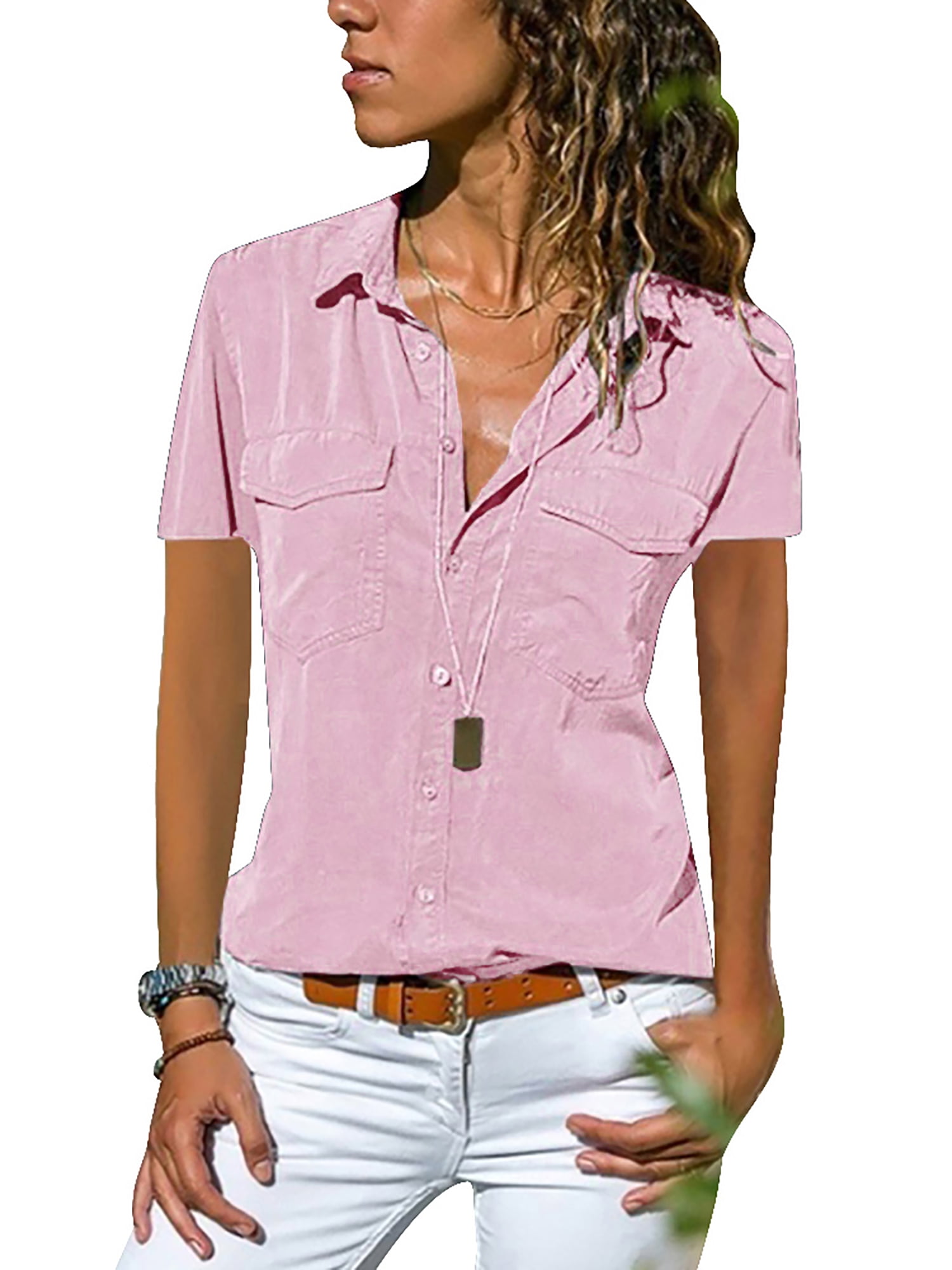 Uribrus Women Collared Solid Workwear Blouse - Walmart.com