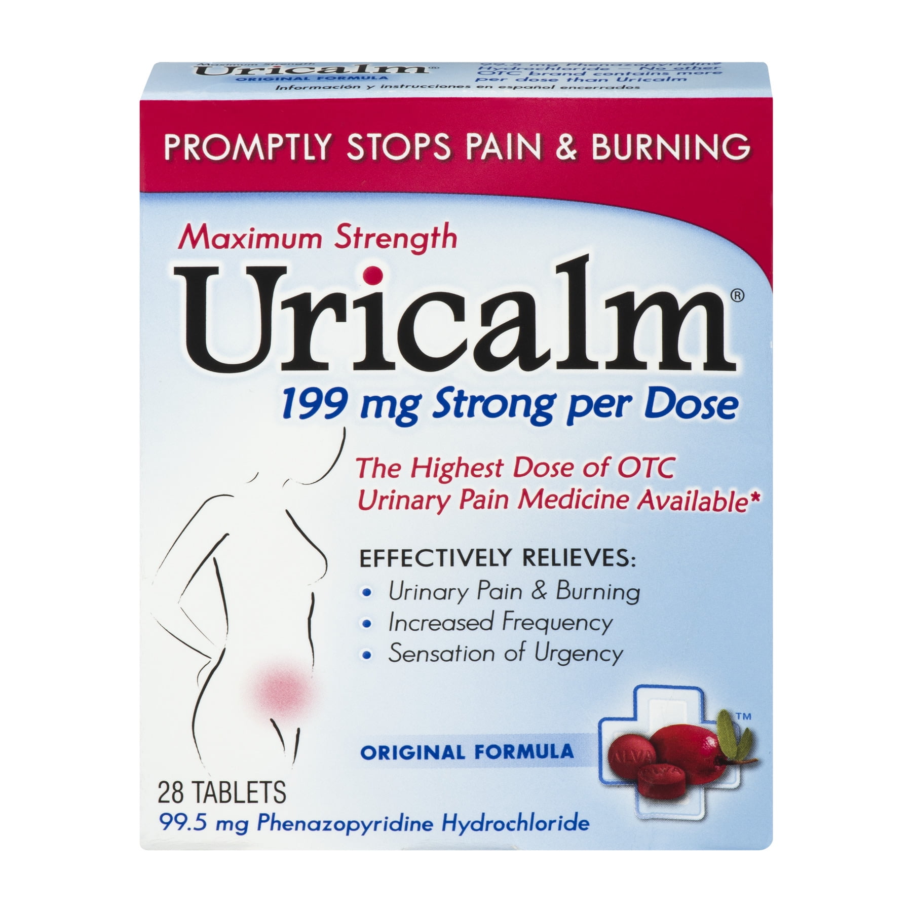 Uricalm Maximum Strength Urinary Pain Medicine Tablets, 199 mg, 28 ct ...