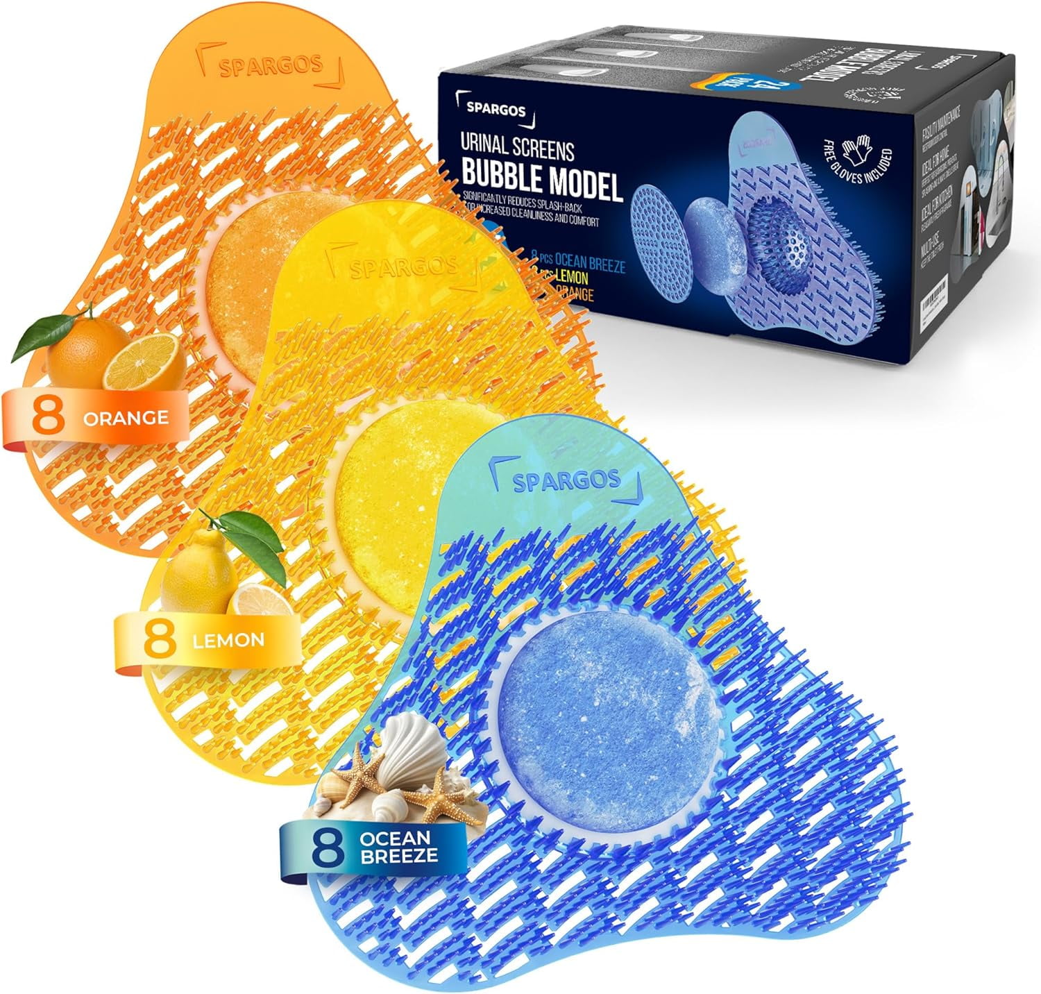 Urinal Screen Deodorizer 24 Pack - Urinal Cakes Fresh 3D Wave Anti ...