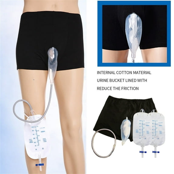 Urine Catching Pouch Reusable Men Funnel Catheter Bag Set Wearable ...