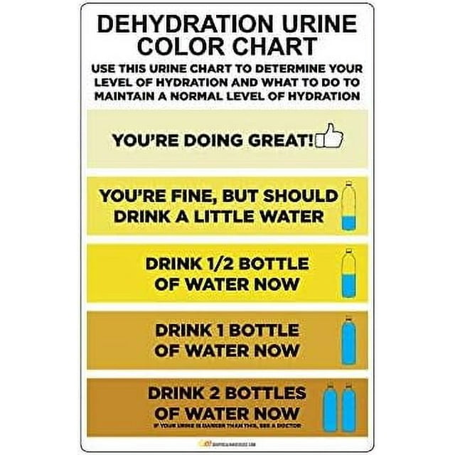 "Urine Color Hydration Chart" Laminated Adhesive Durable Vinyl Decal ...