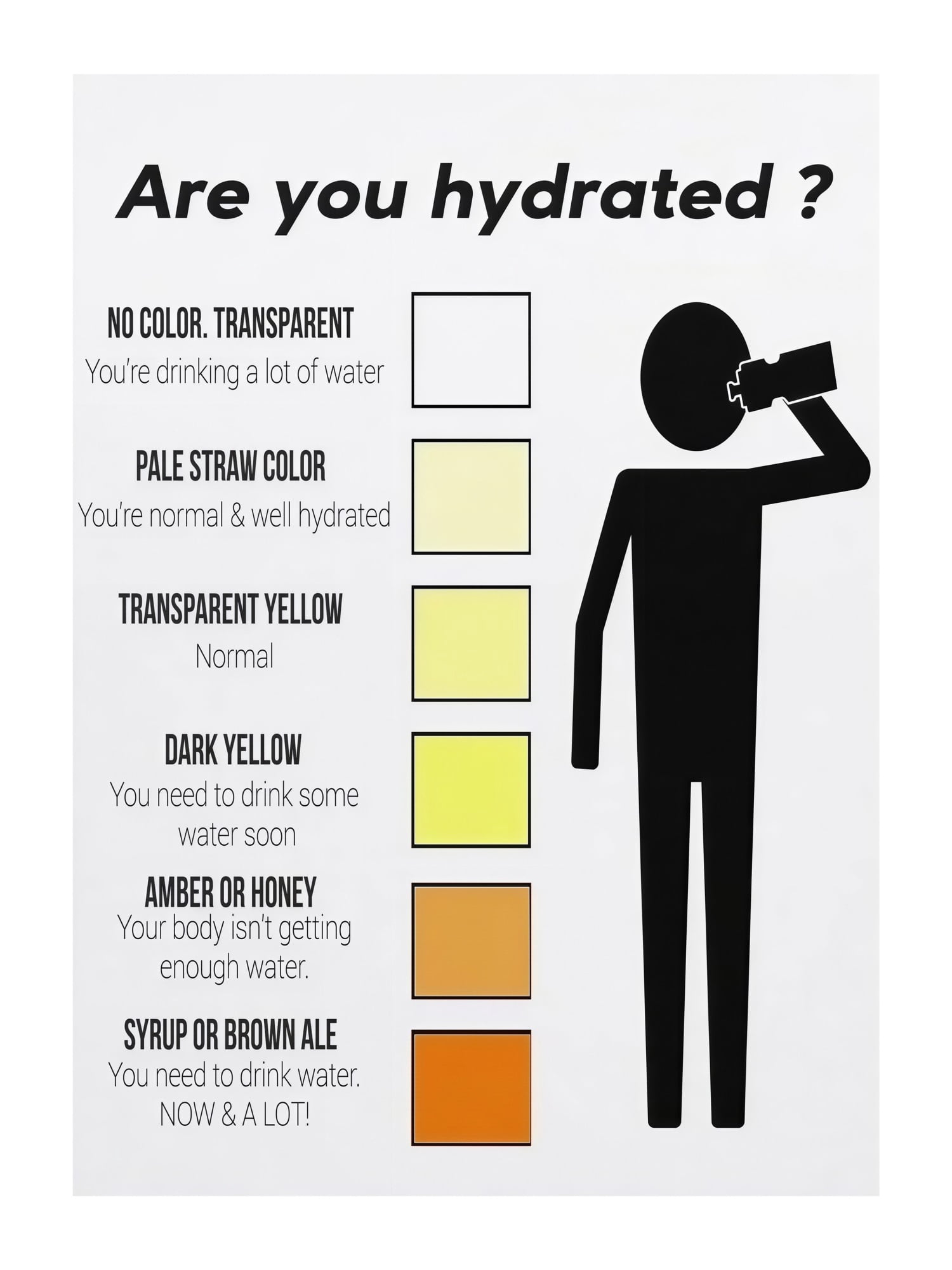 Urine Color and Hydration Level Chart Health Monitoring Guide Canvas ...