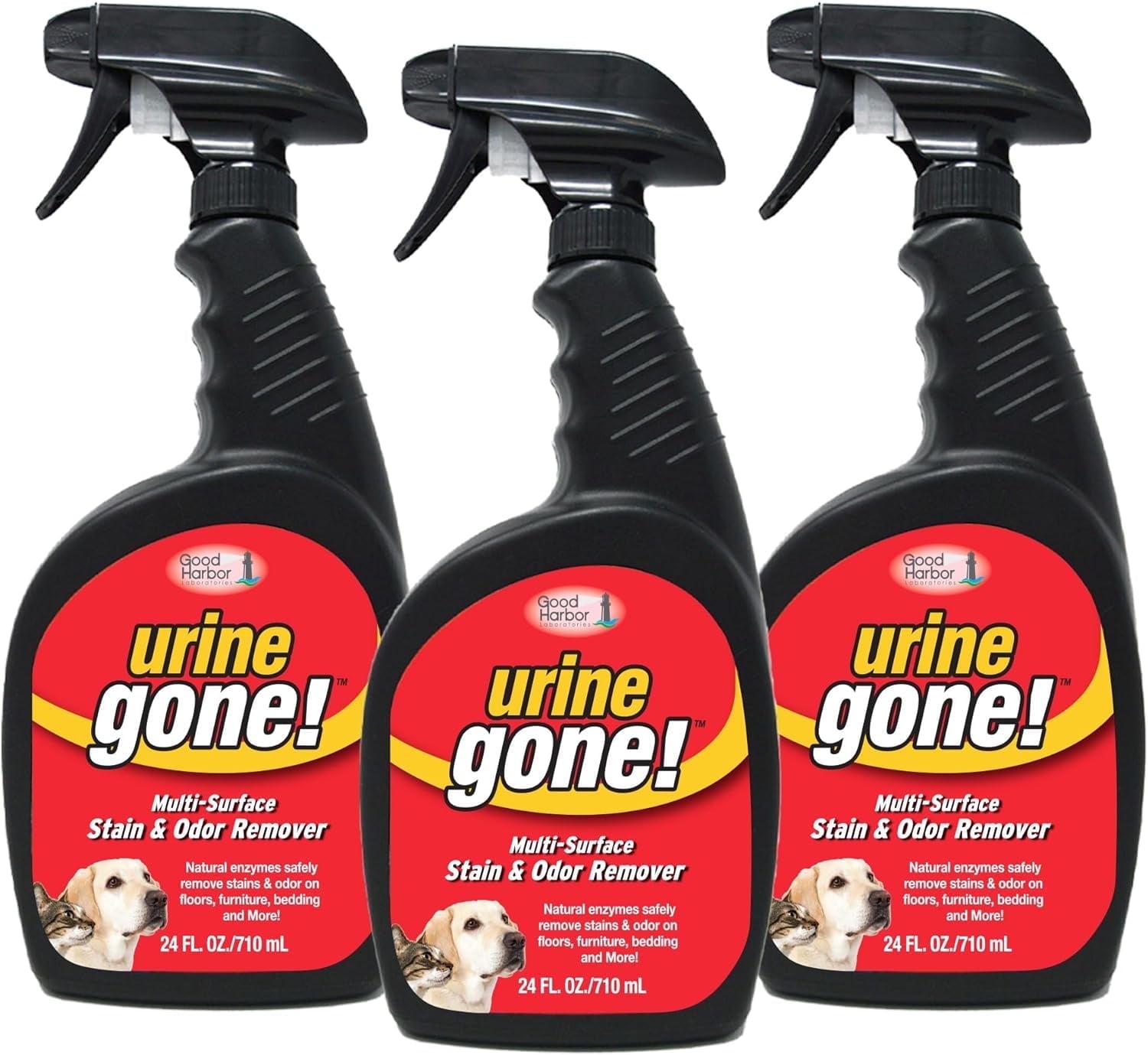 Urine Gone Stain & Odor Eliminator for Carpets, Cat Urine, & Dog Pee, 3 ...