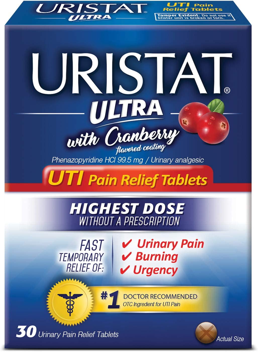 Uristat Ultra UTI Pain Relief Tablets, OTC Medicine, Fast Relief ...
