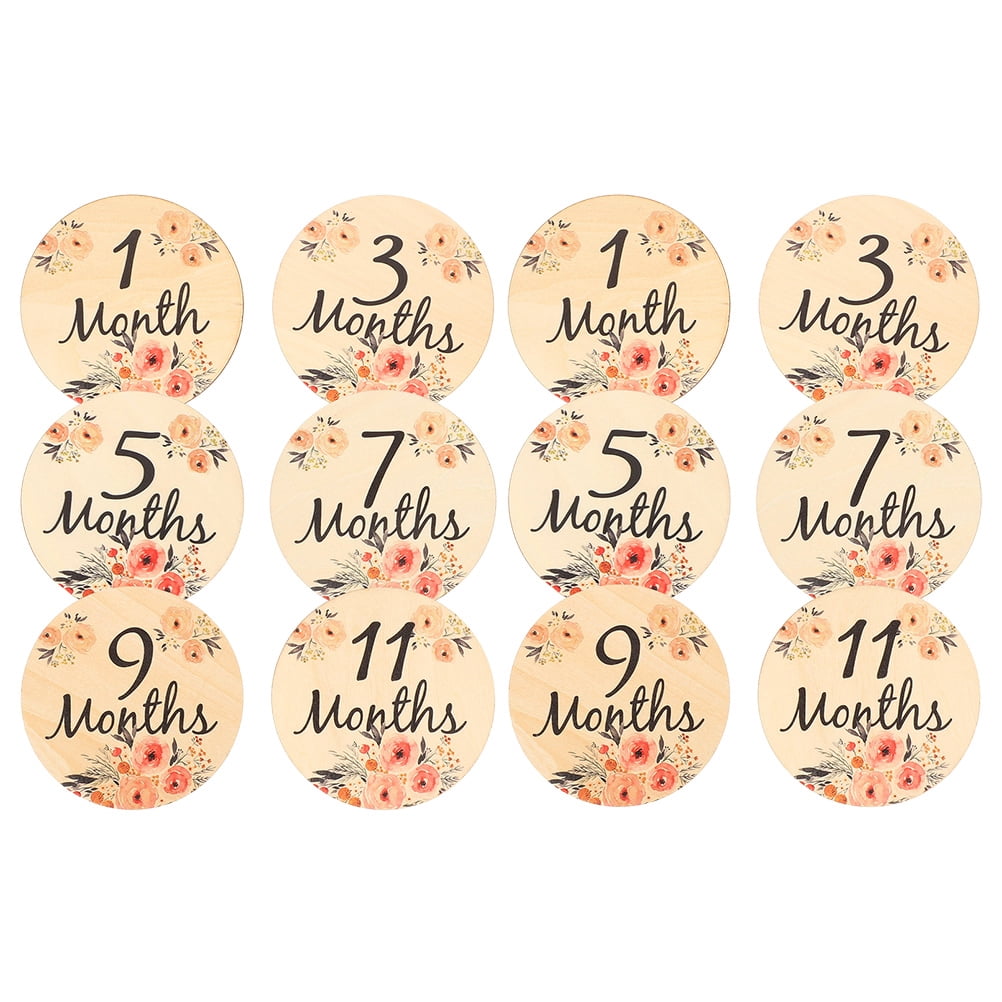 Urive 12 pcs Wooden Monthly Milestone Discs Baby Monthly Milestone ...