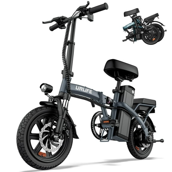 Foldable 14" Electric Bike for Adults & Teens, 500W Motor, 48V 10.4Ah Removable Battery, Dual ...