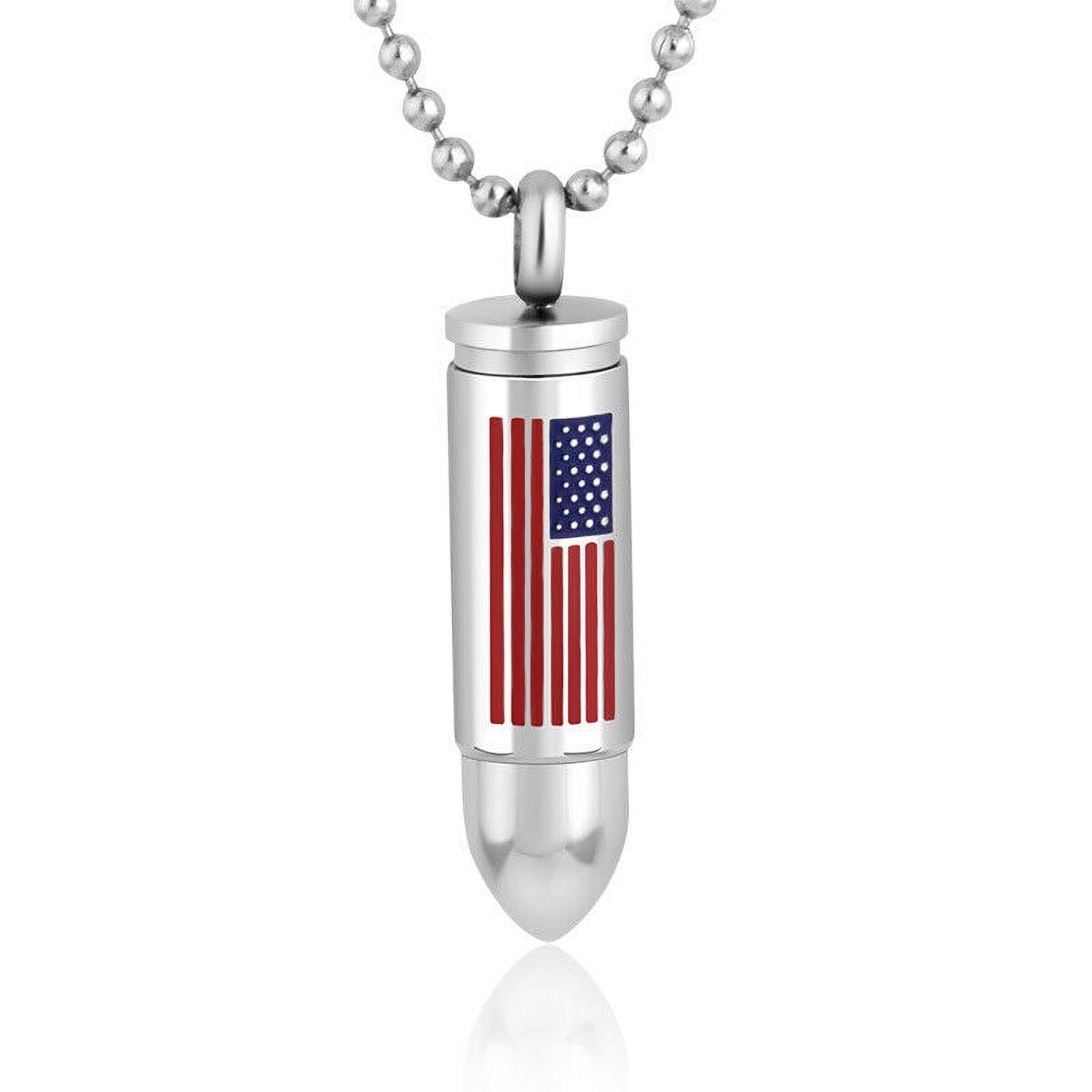 Urn Bullet Necklace for Men American flag Cremation Urn Ashes Pendant ...