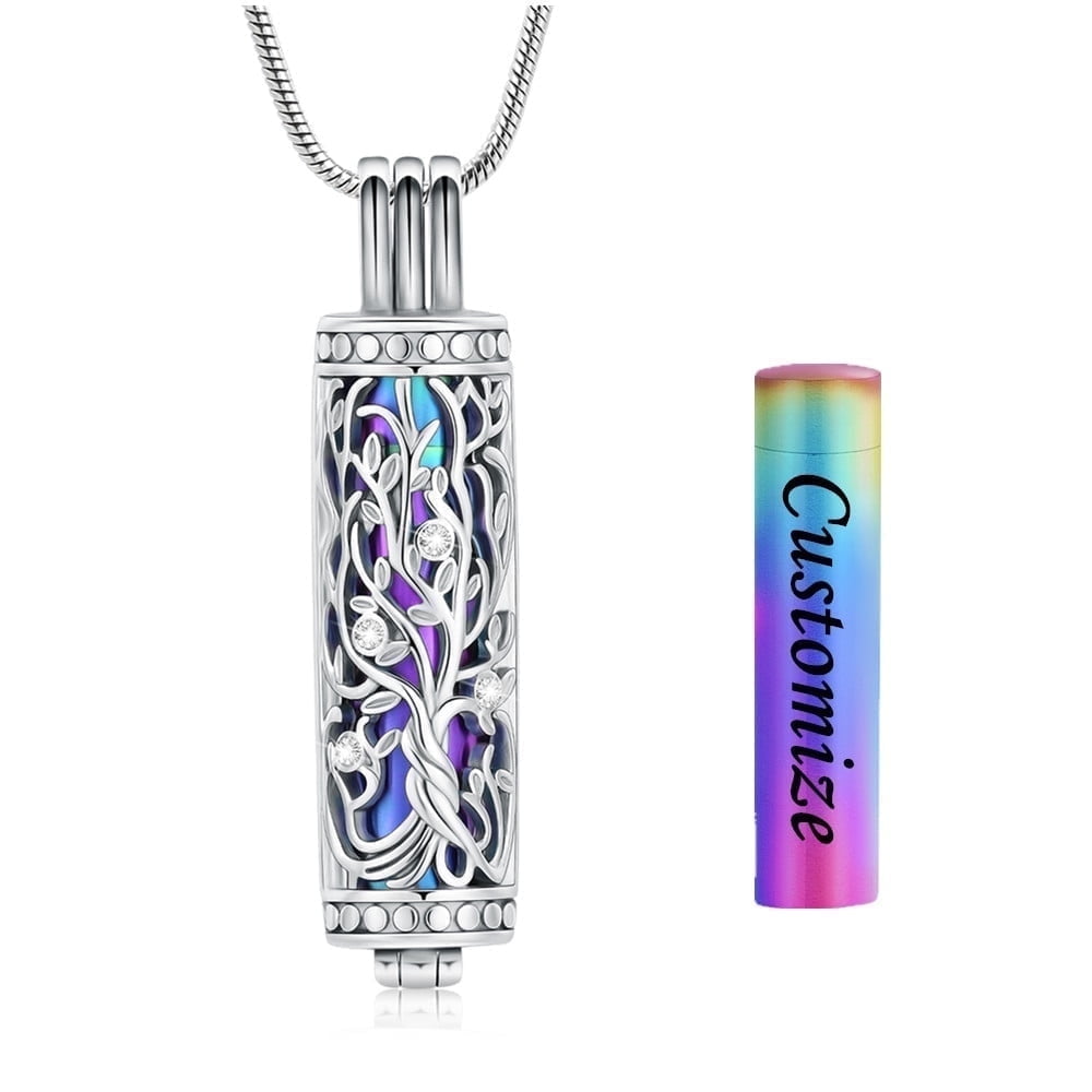 Urn Necklace for Ashes with Hollow Vial Cylinder Cremation Jewelry for ...
