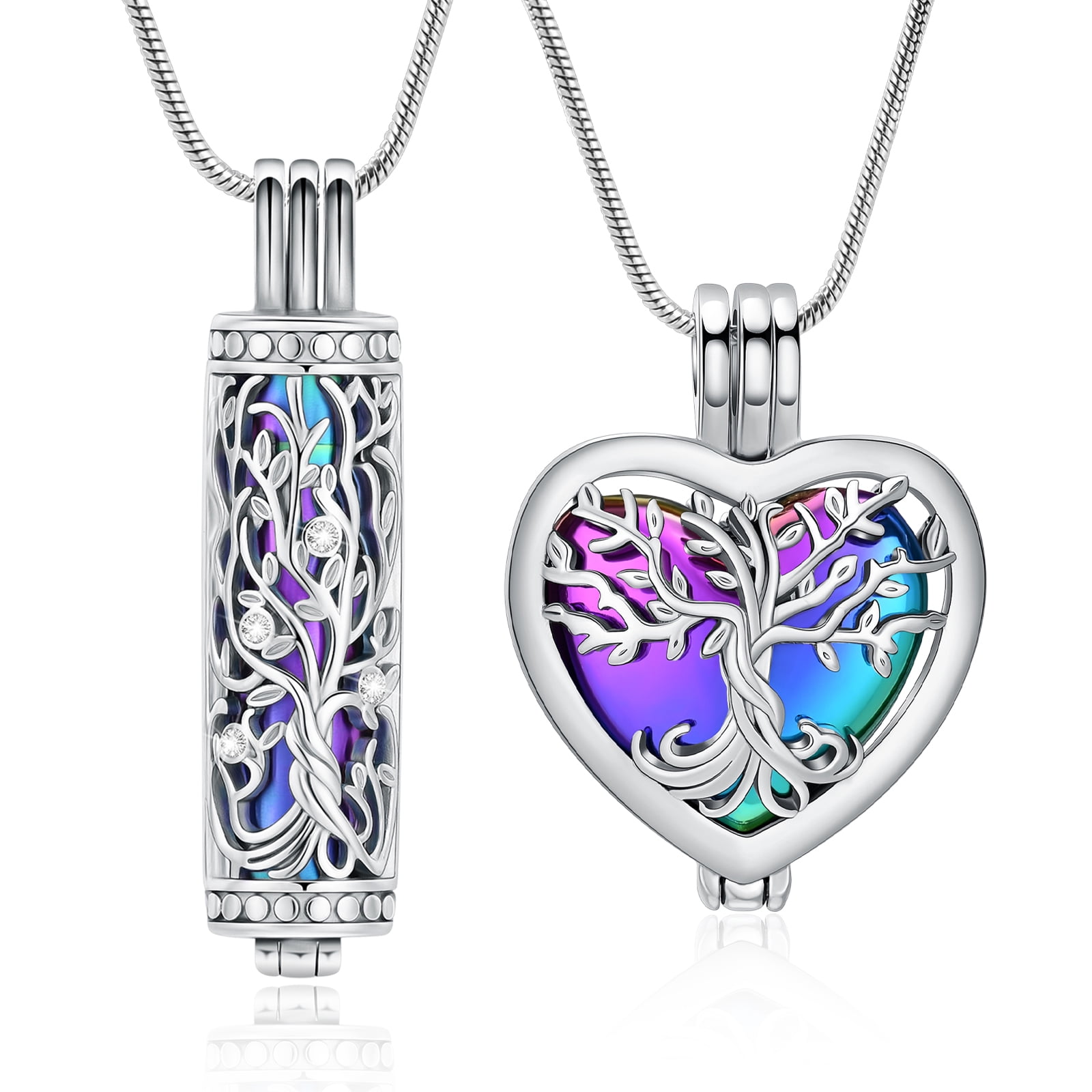 Urn Necklace for Ashes with Hollow Vial Cylinder Cremation Jewelry for ...
