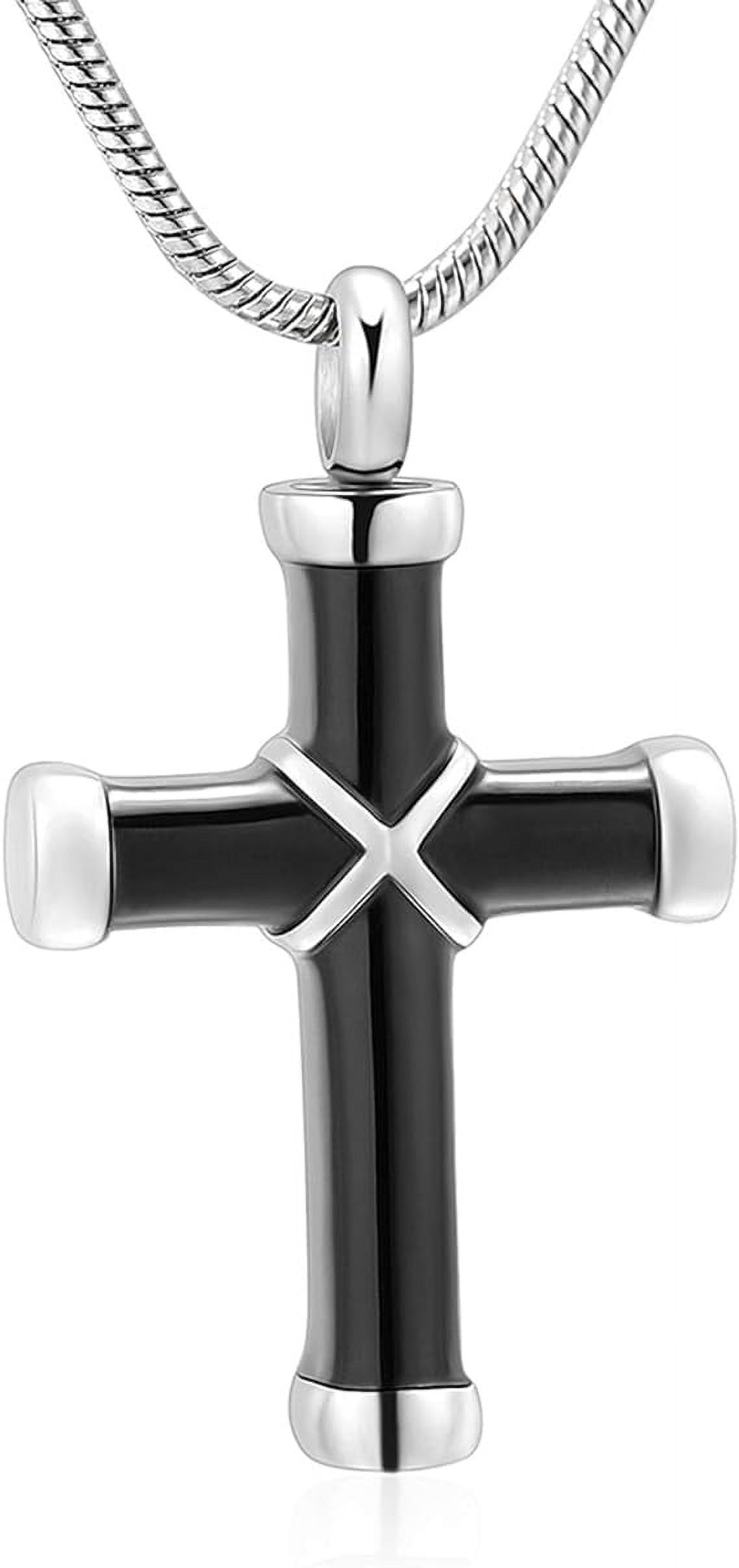 Urn Necklace for Ashes Cross Ash Necklace Memorial Cremation Necklace for Men Stainless Steel Cremation Jewelry for Ashes In Loving Memory