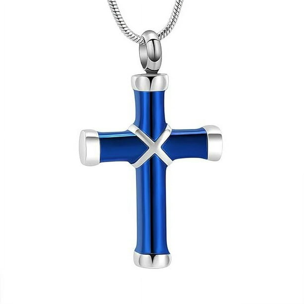 Urn Necklace for Ashes Cross Ash Necklace Memorial Cremation Necklace for Men Stainless Steel Cremation Jewelry for Ashes In Loving Memory