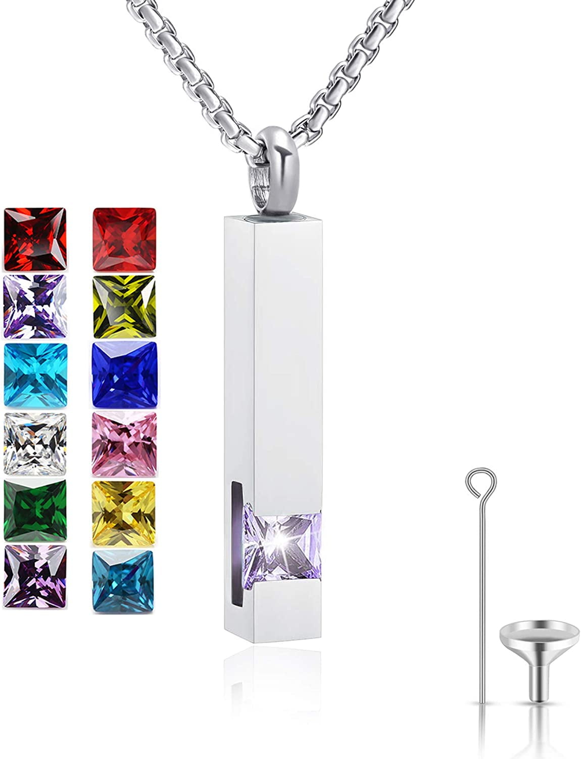 Urn Necklaces for Ashes Birthstone Cube Urns for Human Ashes Memorial ...
