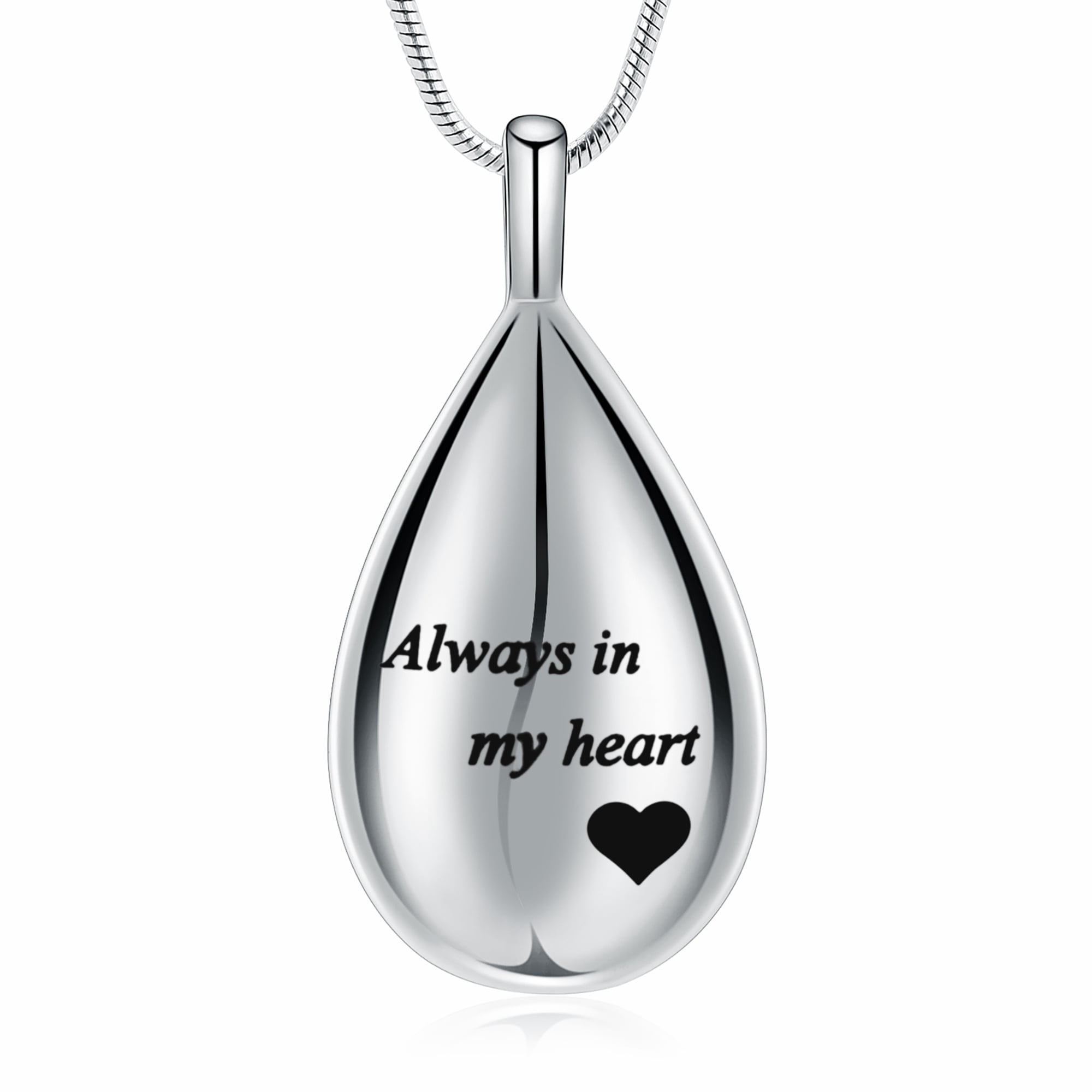 Urn Necklaces for Ashes Carved Always in my heart Teardrop Keepsake ...