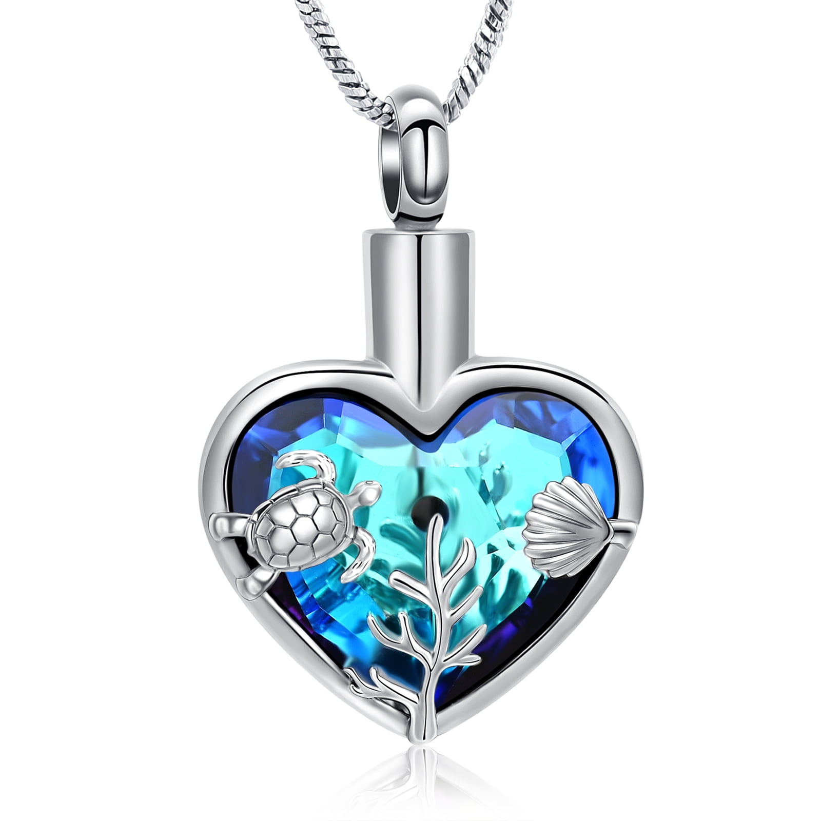 Urn Necklaces for Ashes - Sea Heart Cremation Pendant Necklace ...