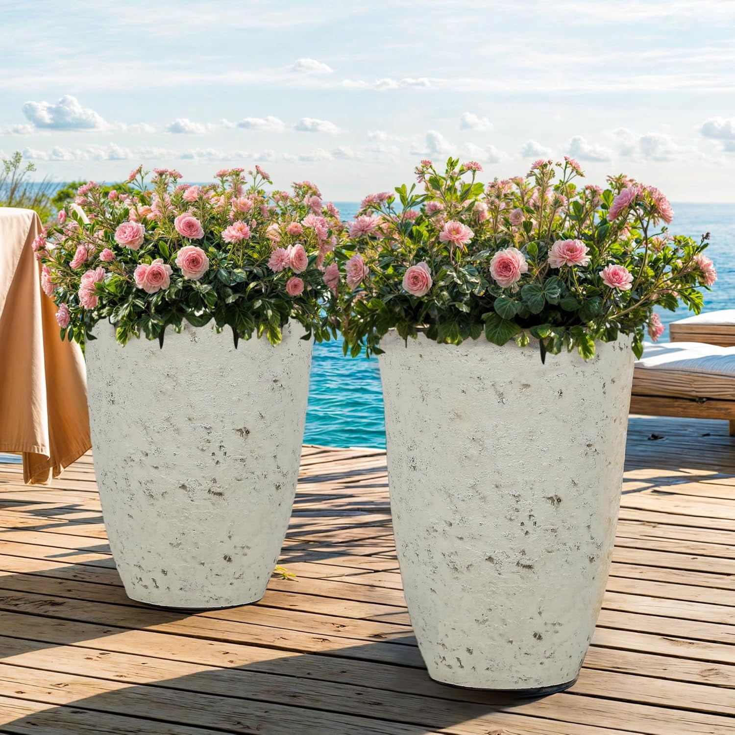 Urn Planters Outdoor Planter for Plants Set of Timeless Plastic Large ...