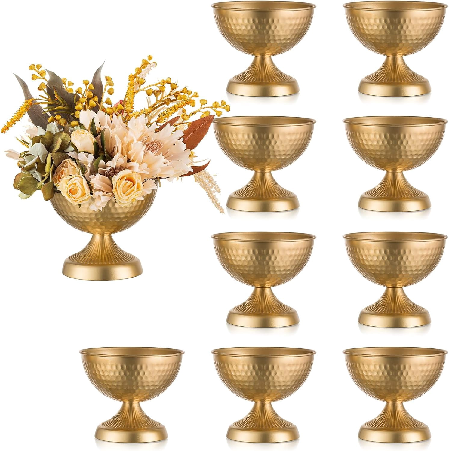 Urn Vases for Wedding Centrepiece - 6in High Gold Metal Vase Set of 10 ...
