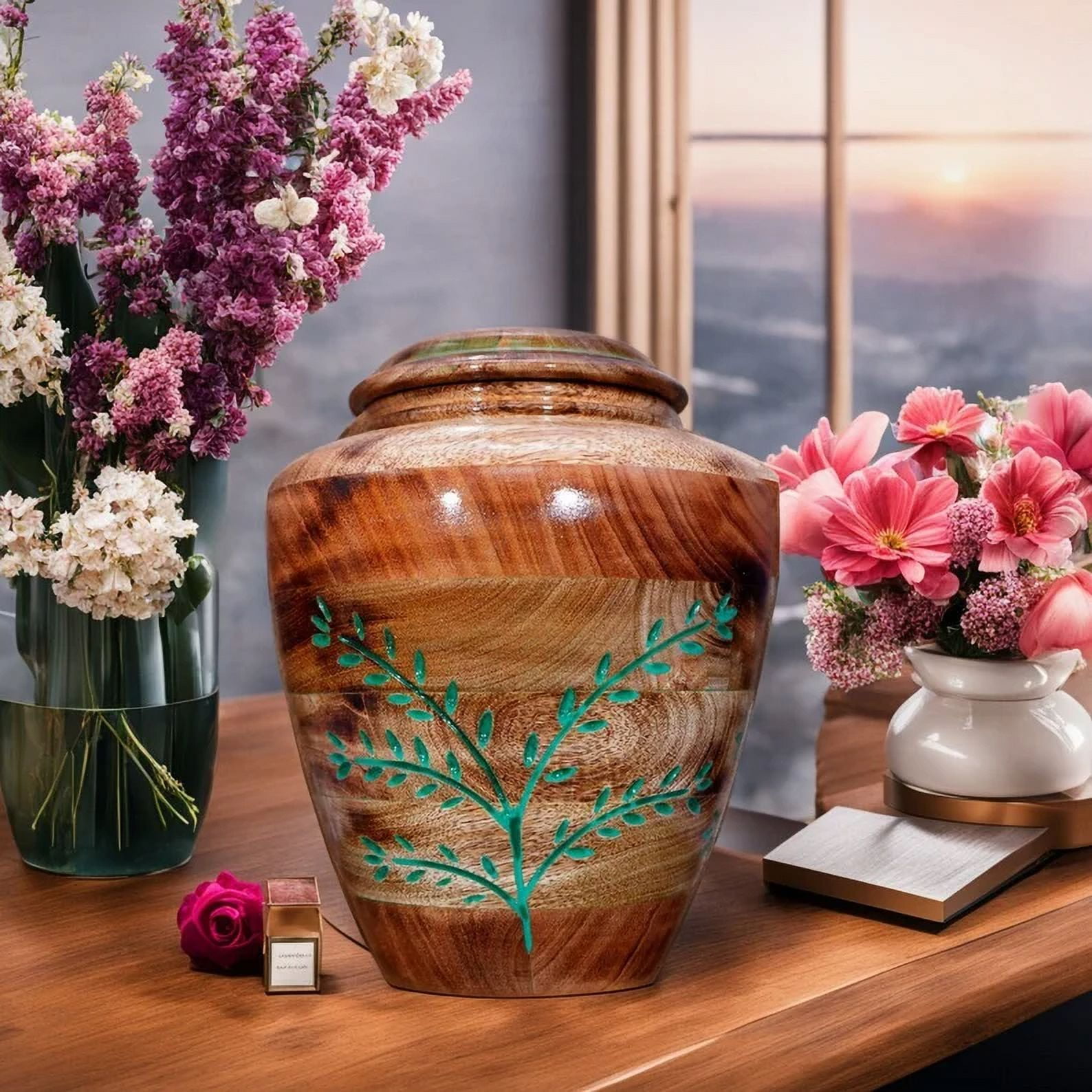 Urn for human ashes wooden urn for pets Cremation urn for male urn for ...