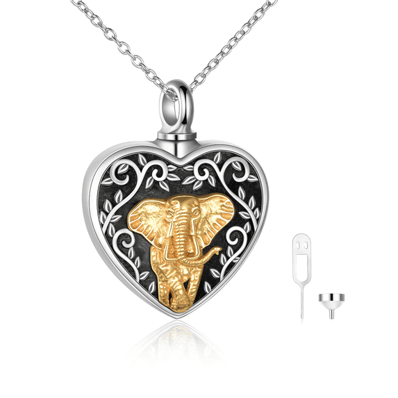 Urn necklace, sterling silver elephant cremation necklace, ashes ...