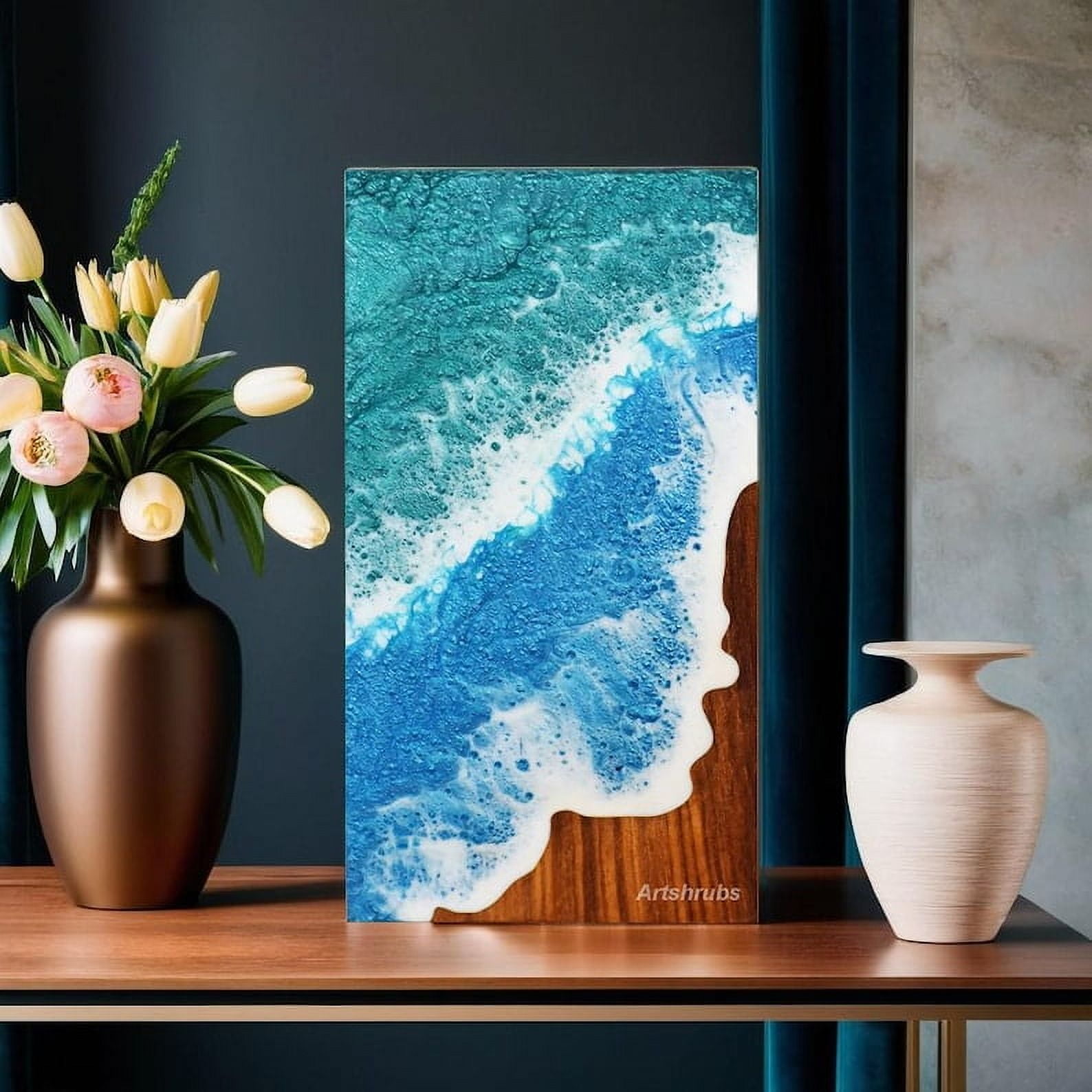 Urns - Rosewood Cremation Urn with Ocean Wave Resin Inlay | Urns for ...