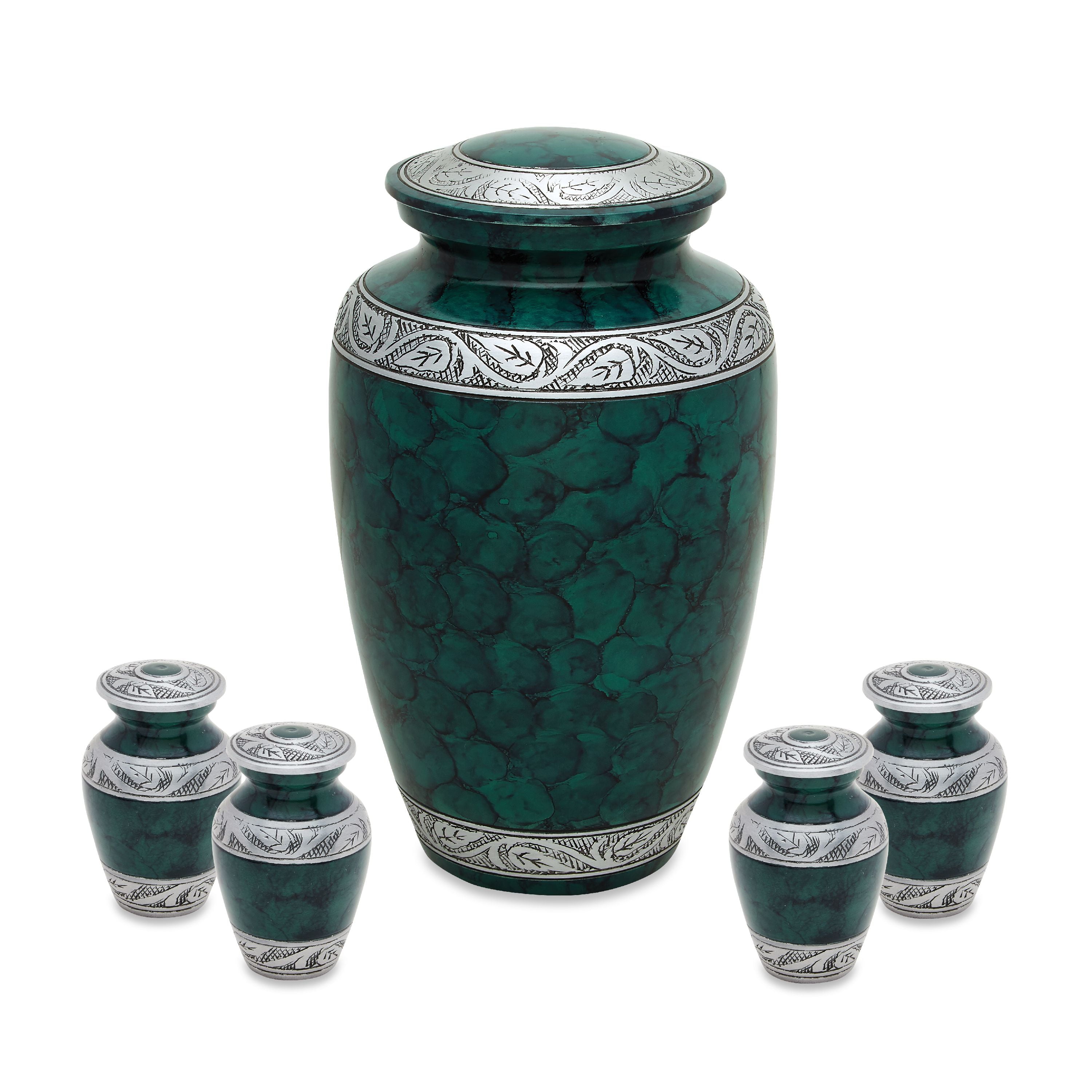 UrnsDirect2U Cloudy Green Adult Cremation Urn, 220 Cubic Inches, 4 ...