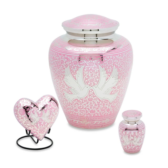 Urnsdirect2u Pink Loving Dove Urn Set, capacity 226 cubic inches ...